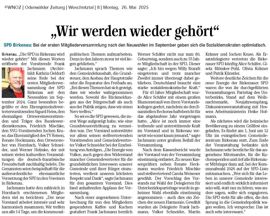 “Wir werden wieder gehört” › SPD Birkenau